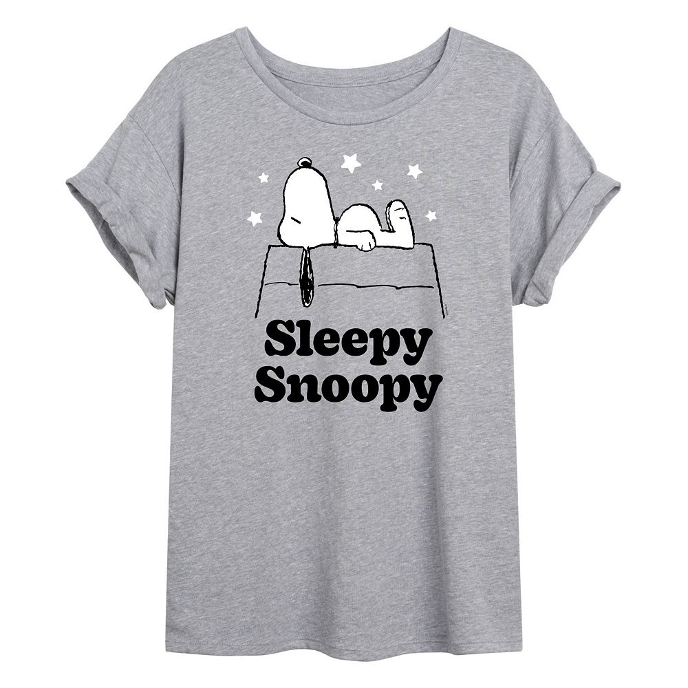 Juniors' Peanuts Sleepy Snoopy Oversized Tee