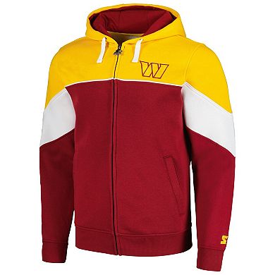 Men's Starter Burgundy/Gold Washington Commanders Running Back Full-Zip Hoodie