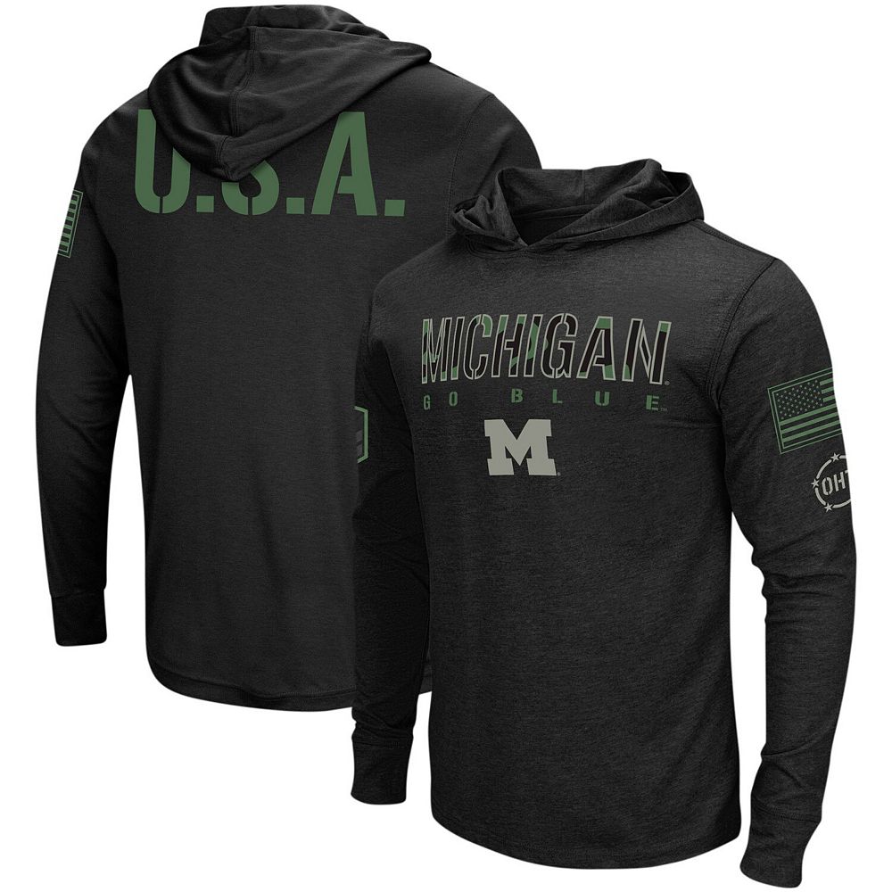 Men's Colosseum Black Michigan Wolverines Big & Tall OHT Military Appreciation Tango Long Sleeve ...