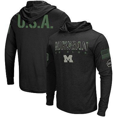 Men's Colosseum Black Michigan Wolverines Big & Tall OHT Military Appreciation Tango Long Sleeve ...