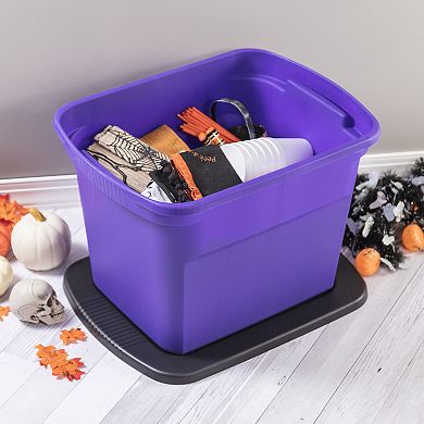 Sterilite 18 Gallon Storage Tote Stackable Plastic Bin With Lid, Purple ...