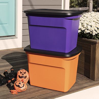 Sterilite 18 Gallon Storage Tote Stackable Plastic Bin With Lid, Purple ...