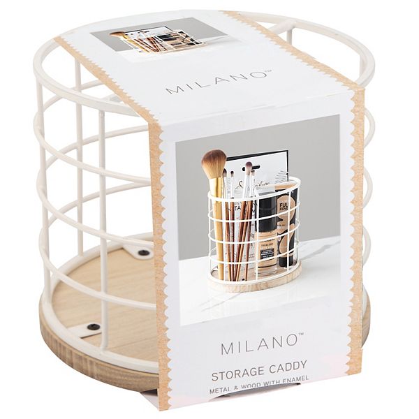 Milano 6-in. Round Metal & Wood Storage Caddy