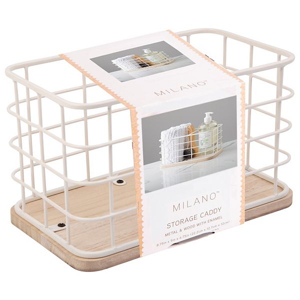 Milano 8-in. Rectangular Metal & Wood Storage Caddy