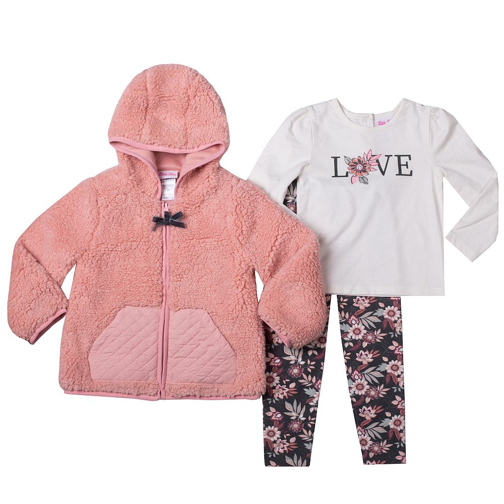 Toddler Girl Little Lass 3-Piece Jacket, Top & Leggings Set