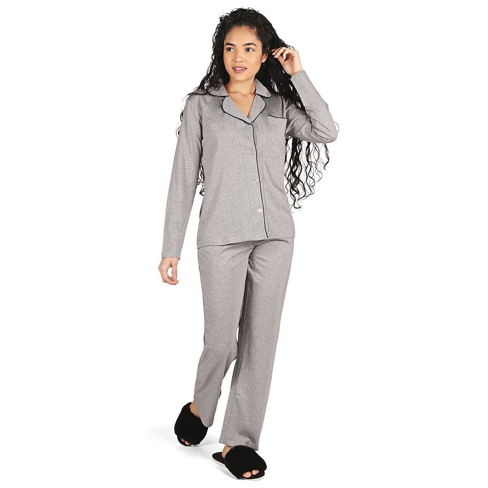 Women's Notch Collar Stretchy Cotton Blend Pajama Set