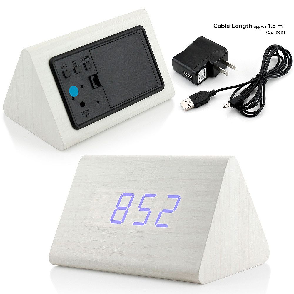 F.C Design Modern Triangle Clock Digital LED Wooden Alarm Clocks ...