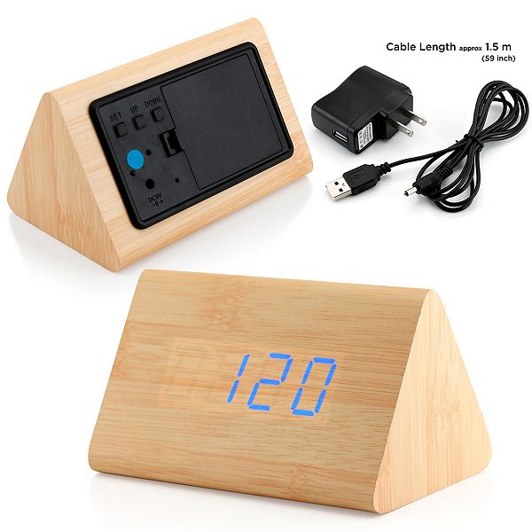F.C Design Modern Triangle Clock Digital LED Wooden Alarm Clocks ...