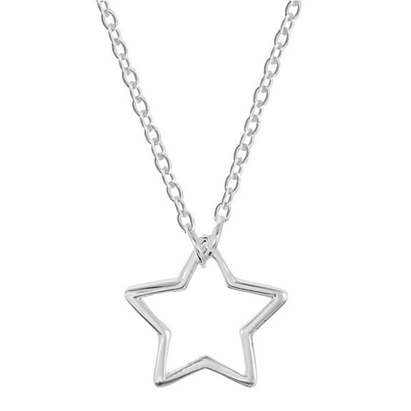 Love This Life Sterling Silver Open Star Necklace