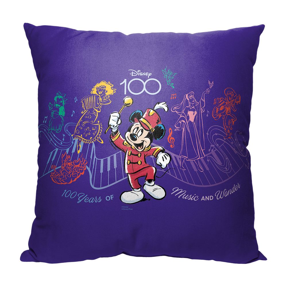 Disney's Mickey Mouse 100 Years Of Music And Wonder Throw Pillow