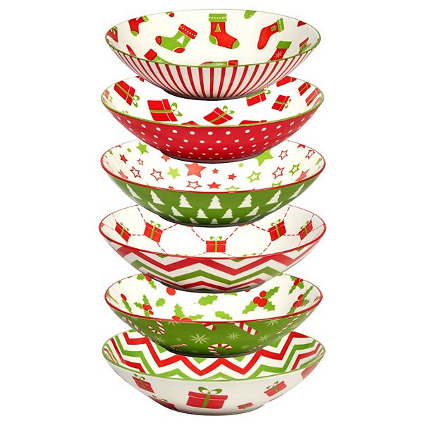 Certified International Set Of 6 Holiday Fun Soup Bowls