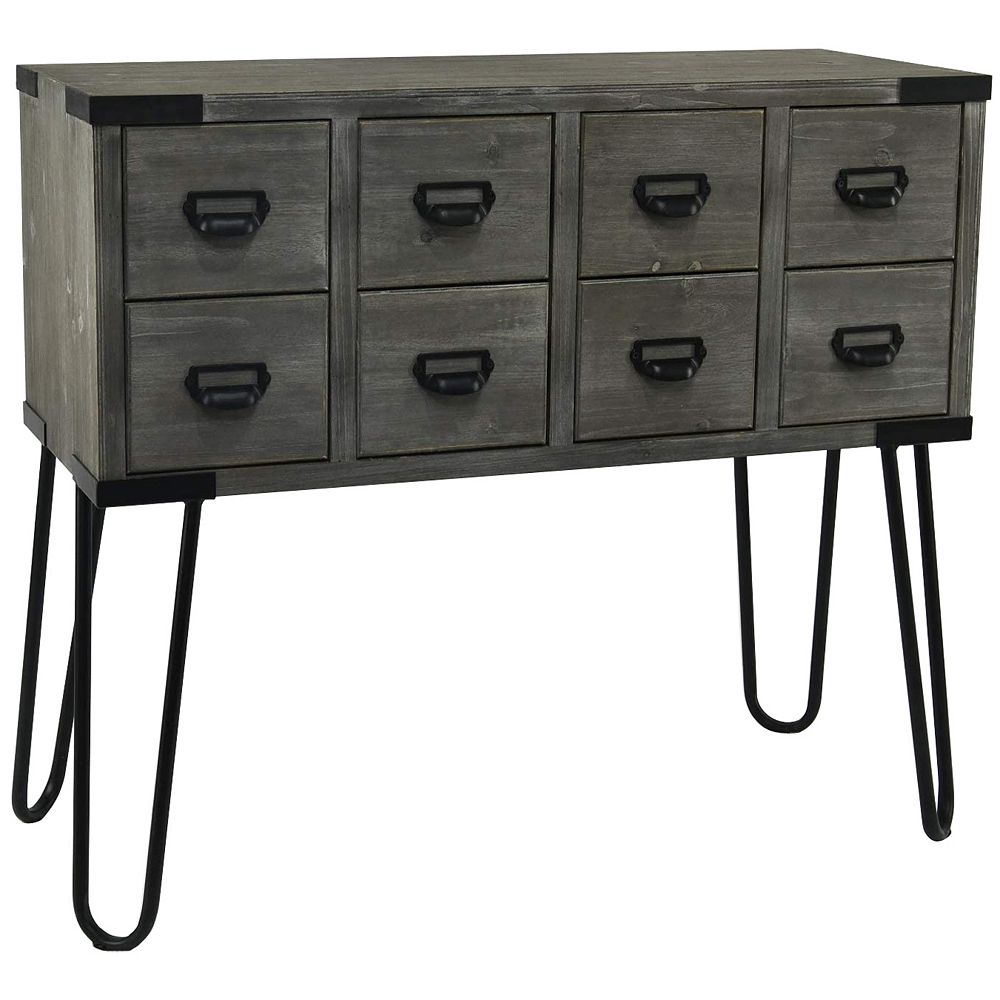 eHemco Antique Style Storage Console Table with 8 Drawers and Metal ...