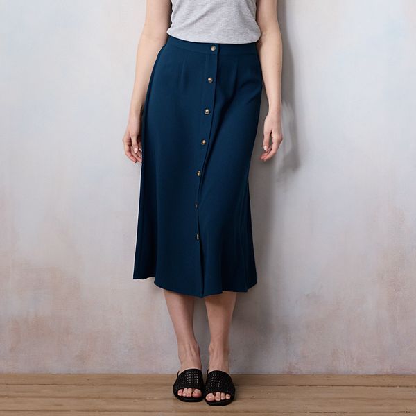 Women's LC Lauren Conrad Button Front High Rise Midi Skirt