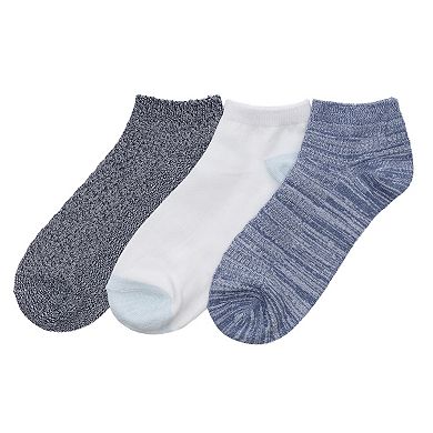Women's Cuddl Duds® 3-Pack Tulip Stitch Diagonal Rib Low-Cut Socks