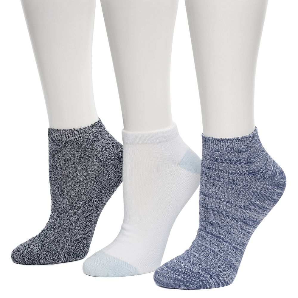 Women's Cuddl Duds® 3-Pack Tulip Stitch Diagonal Rib Low-Cut Socks