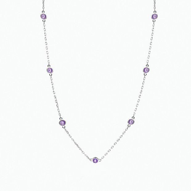 House of Frosted 14K Gold Plated Amethyst Station Necklace