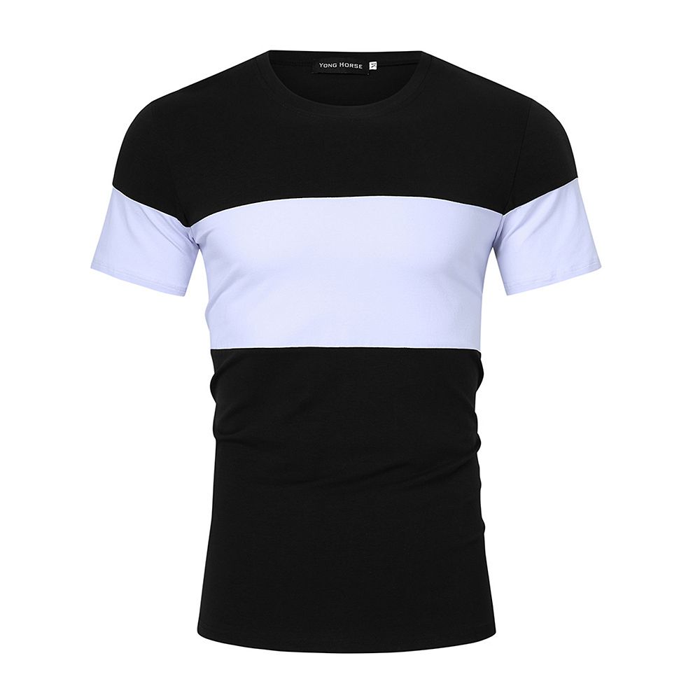 Men's Crew Neck Slim Fit Color Block Short Sleeve T Shirts Tees
