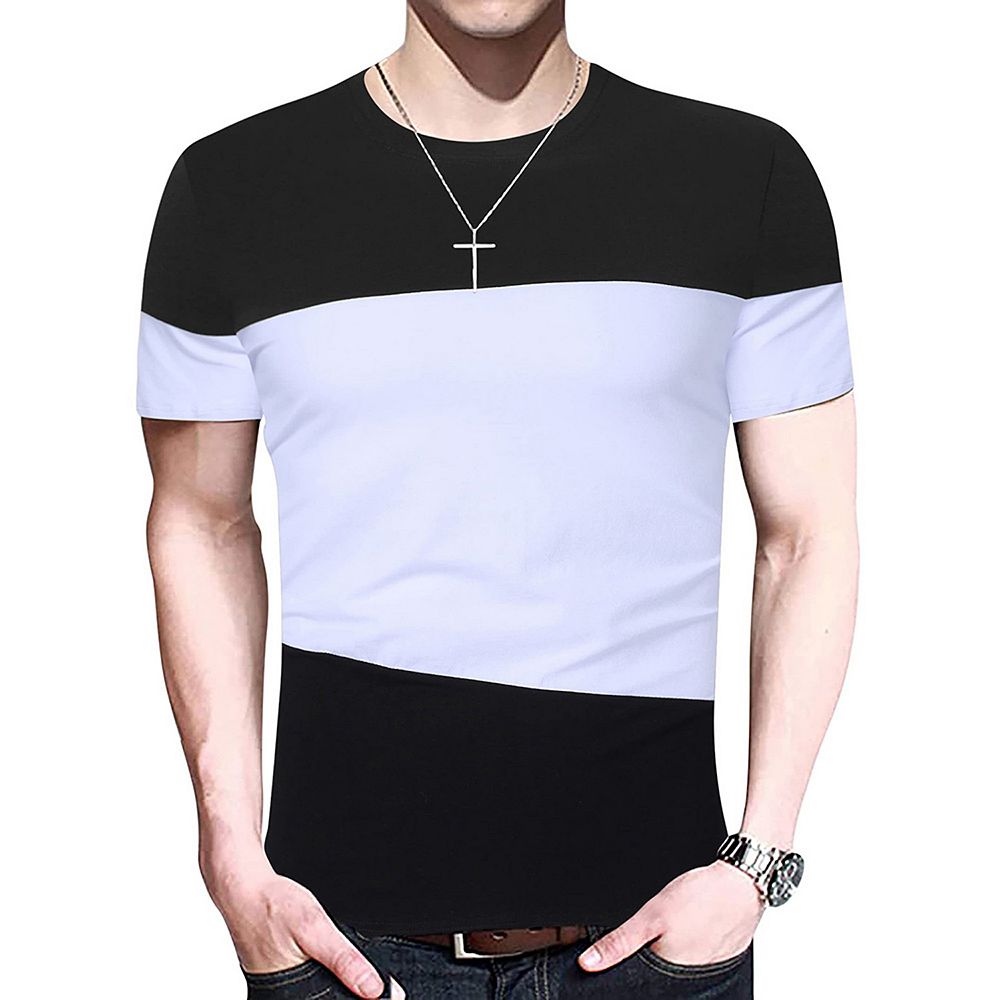 Men's Crew Neck Slim Fit Color Block Short Sleeve T Shirts Tees
