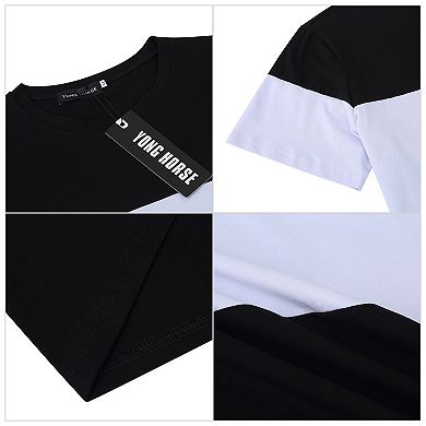 Men's Crew Neck Slim Fit Color Block Short Sleeve T Shirts Tees