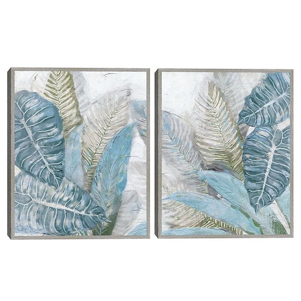 Masterpiece Coastal Floral in Blue I & Blue II Framed Canvas Print Wall ...