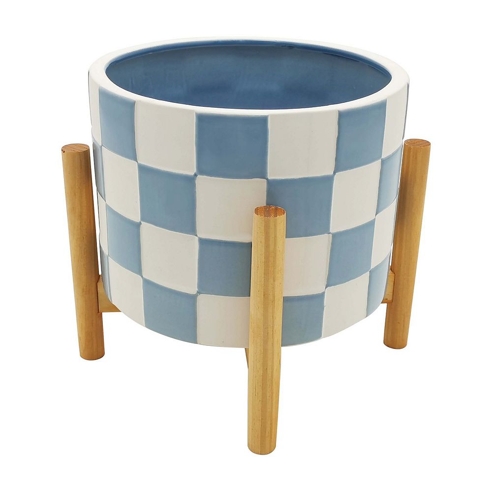 Everyday Decor Large Checker Planter With Stand Table Decor