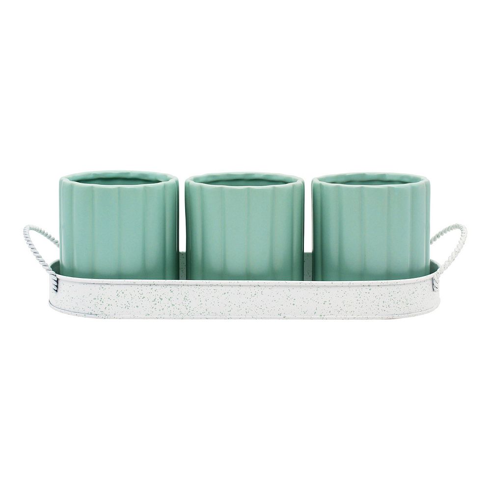Everyday Decor Planter Trio Table Decor With Tray