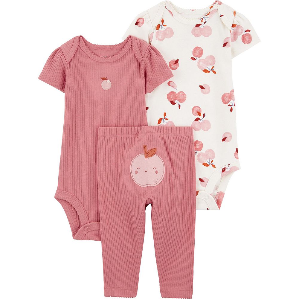 Baby Carter's 3-Piece Apple Print Bodysuits and Pants Little Outfit Set