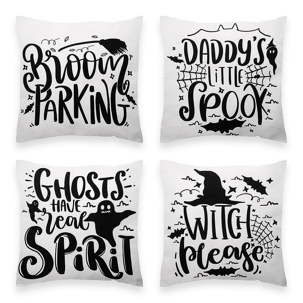 G128 18 x 18 In Halloween Spooky Waterproof Pillow, Set of 4