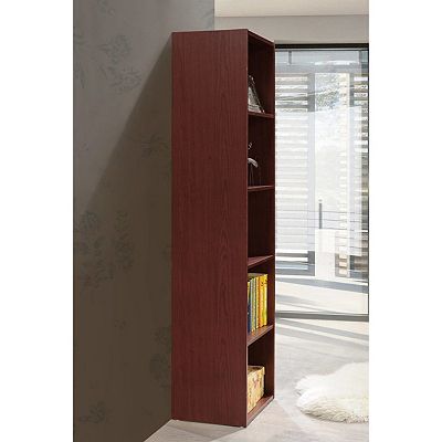 Hodedah 12 X 16 X 60 Inch 5 Shelf Bookcase And Office Organizer Mahogany Finish