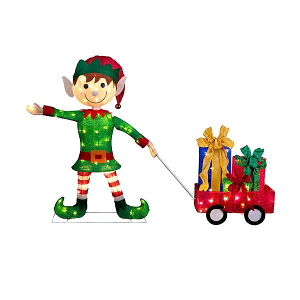 42" Elf pulling Wagon