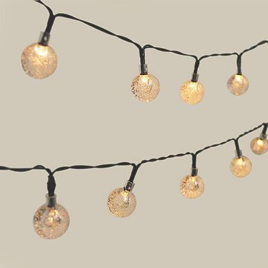 Mikasa Waterproof Outdoor LED Solar Round Crackle Bulb String Lights