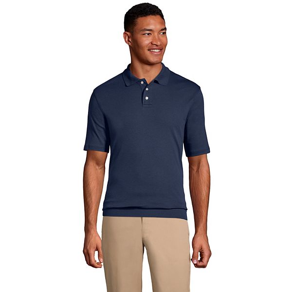 Men's Lands' End Short Sleeve Banded Bottom Polo Shirt