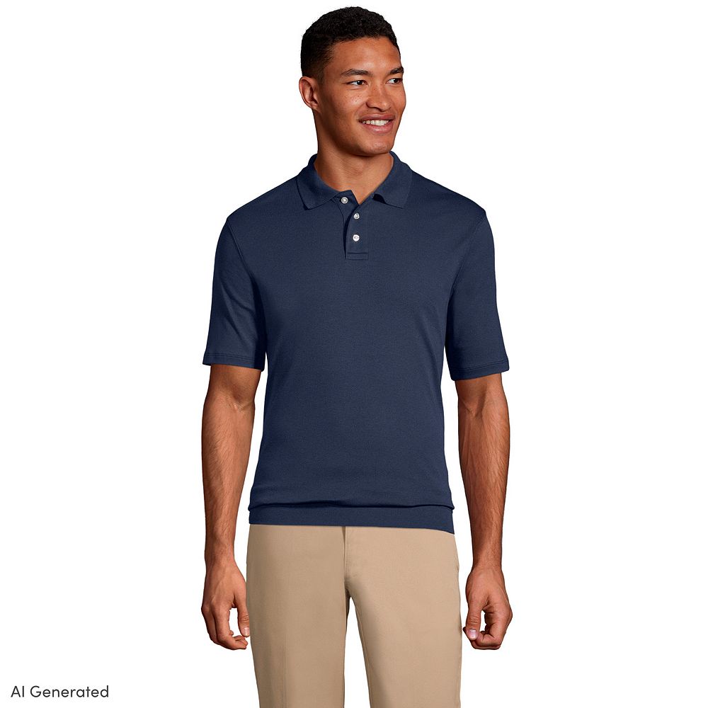 Men's Lands' End Short Sleeve Banded Bottom Polo Shirt