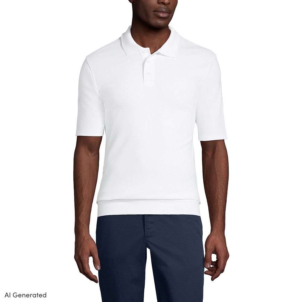 Men's Lands' End Short Sleeve Banded Bottom Polo Shirt