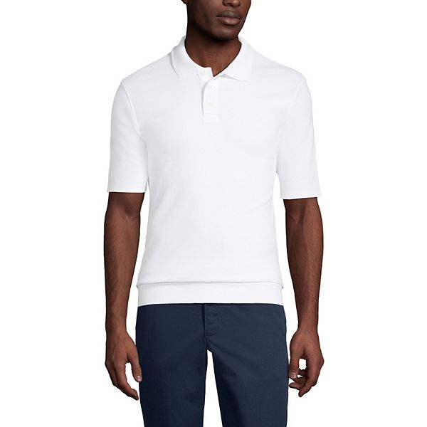 Men's Lands' End Short Sleeve Banded Bottom Polo Shirt