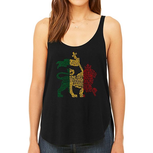 Rasta Lion - One Love - Women's Word Art Flowy Tank Top