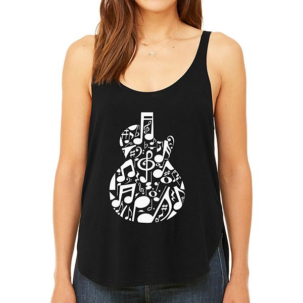 Music Notes Guitar - Women's Premium Word Art Flowy Tank Top