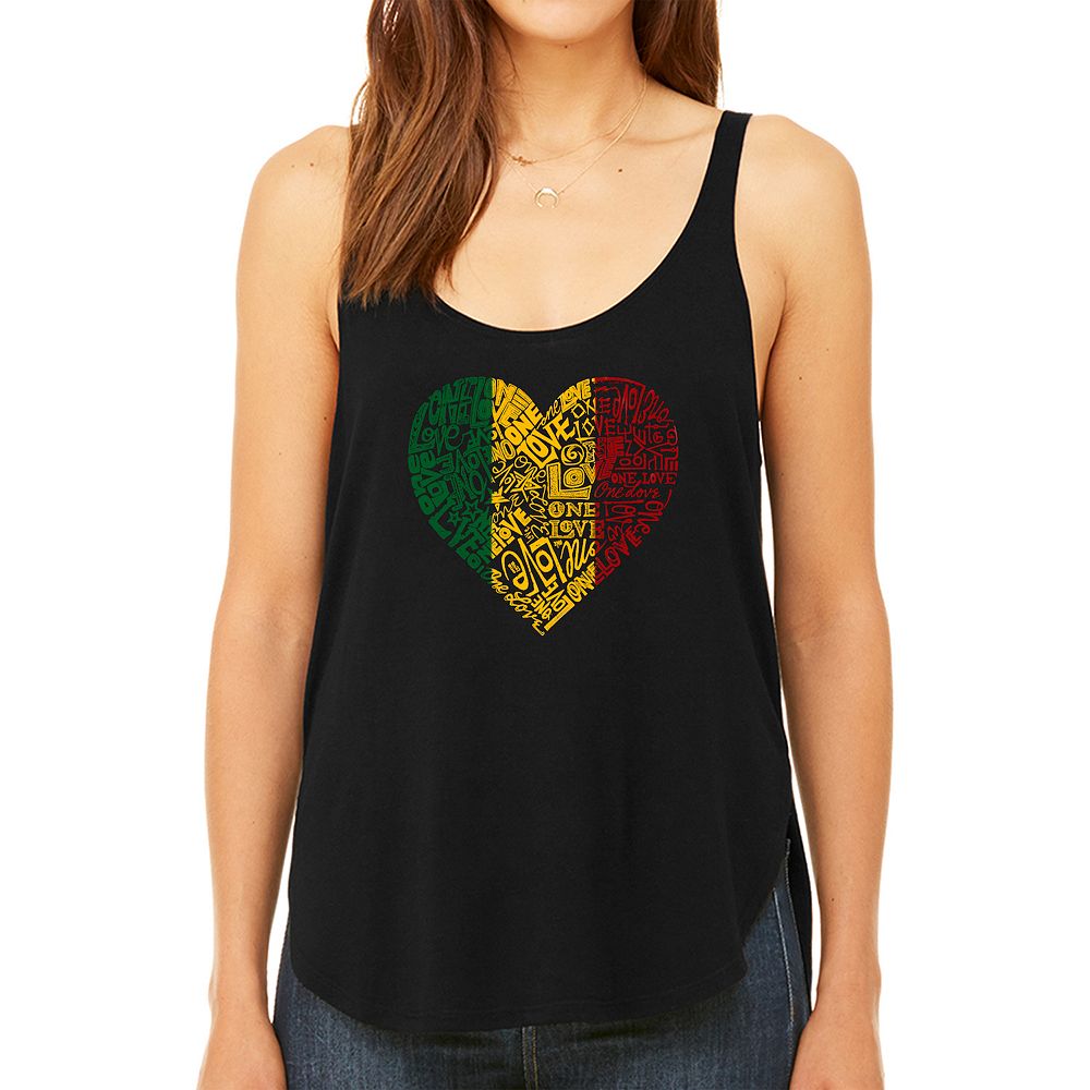 One Love Heart - Women's Word Art Flowy Tank Top
