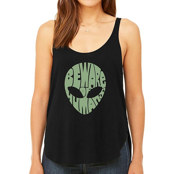 Beware of Humans - Women's Word Art Flowy Tank Top
