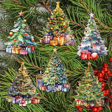 Christmas Tree Wooden Clip-on Christmas Ornaments Set of 6 by G ...