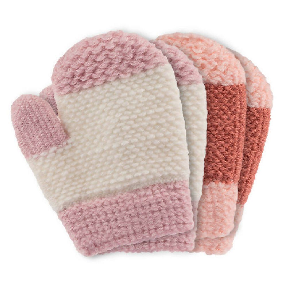 Soft Knit Mittens for Baby or Toddler - 2-Pack Unisex Gloves for Kids