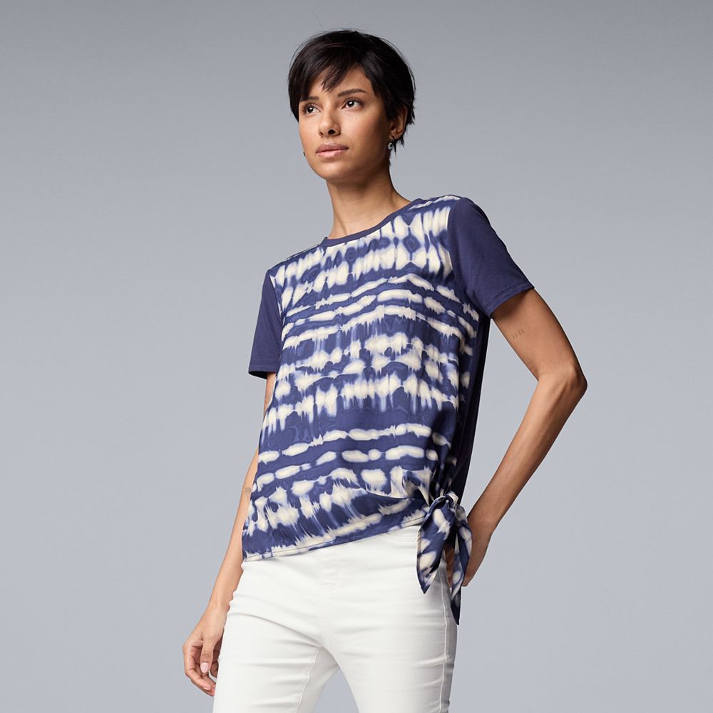 Petite Simply Vera Vera Wang Side Tie Tee