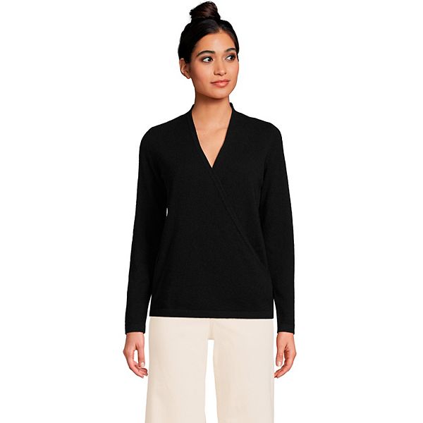 Women's Lands' End Cashmere Long Sleeve Wrap Sweater
