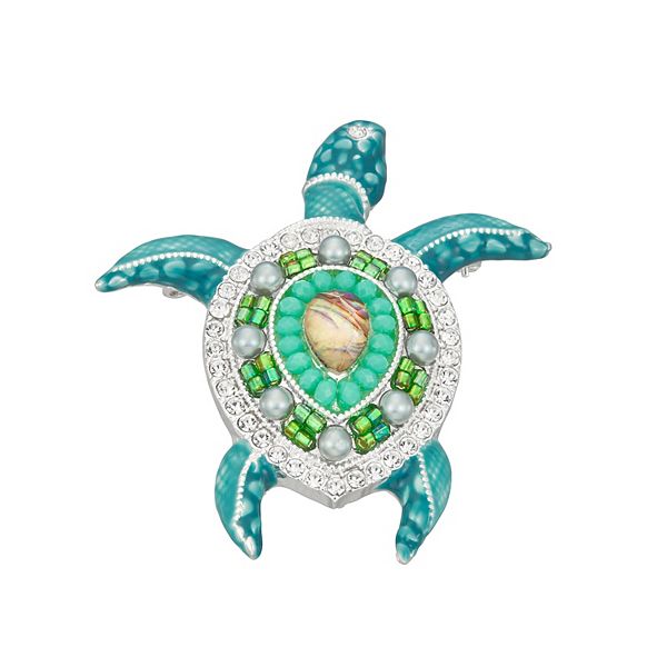 Napier Silver Tone Pin Into Winter Turtle Pin