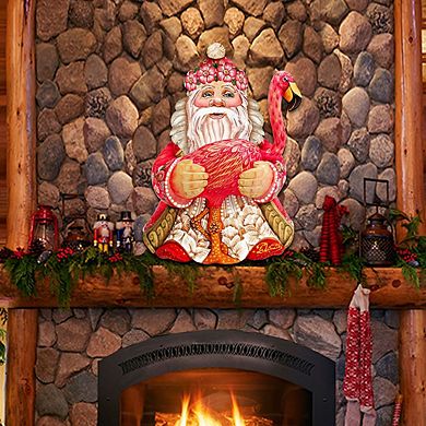 Flamingo Santa Tropical 24-Inch Handcrafted Wooden Door Decor by G ...