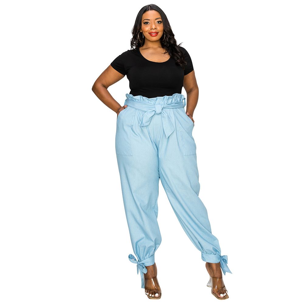 Lightweight Denim Paperbag Pants