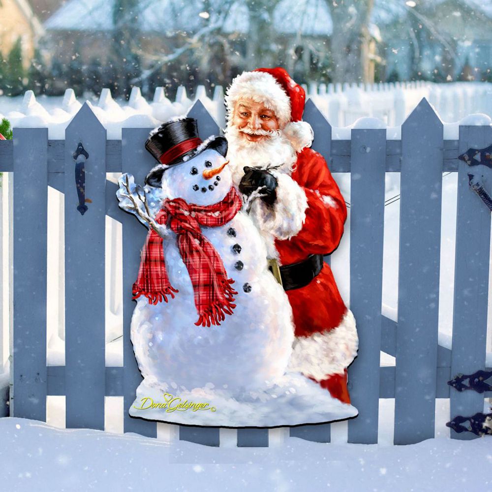 Building a Snowman Santa 24-Inch Door Decor by D. Gelsinger - Playful ...