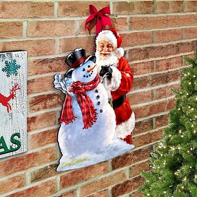 Building a Snowman Santa 24-Inch Door Decor by D. Gelsinger - Playful ...