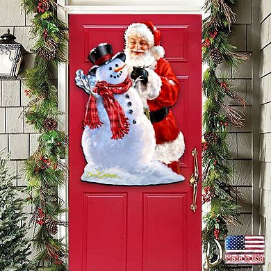Building a Snowman Santa 24-Inch Door Decor by D. Gelsinger - Playful ...