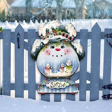 Joe Cool Snow Globe 24-Inch Handcrafted Wooden Door Decor by J. Mills ...